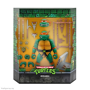 Super7 ULTIMATES! Teenage Mutant Ninja Turtles Michelangelo - 7" TMNT Action Figure with Accessories Classic Cartoon Collectibles and Retro Toys