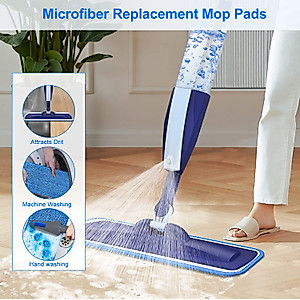 Beyoco Microfiber Spray Mops for Floor Cleaning with 3pcs Reusable Washable Pads - Flat Floor Mop with Refillable Bottle, Dry Wet Dust Mop with Sprayer for Hardwood Laminate Tile Wood Kitchen Floors