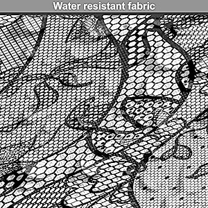 Ambesonne Floral Fabric by The Yard, Lace Gothic Pattern with Flower Effect and Leaves Ornamental Antique Feminine Design, Decorative Fabric for Upholstery and Home Accents, 1 Yard, Black Grey