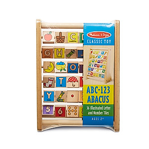 Melissa & Doug ABC-123 Abacus - Classic Wooden Educational Toy, 2 + years With 36 Letter and Number Tiles