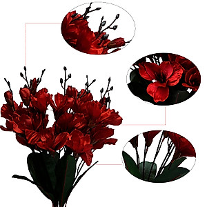 FIVETREES Artificial Magnolia Flower 2pcs Bridal Wedding Bouquet Cloth Plastic Fake Wedding Flower Bouquet for Wedding Party Home Office Garden Bridal Hydrangea Decor Anniversary Pool Party (Red)