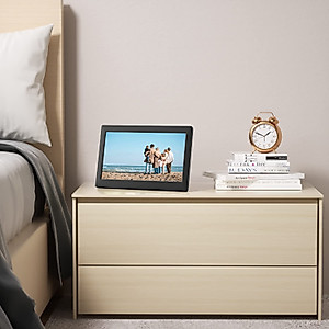 Dhwazz 10.1 Inch USB Digital Picture Frame, Non-WiFi SD Card Smart Photo Frames IPS Screen HD Display with Remote Control, Support Video and Music, Slideshow, Wall Mountable, Easy to use for Seniors