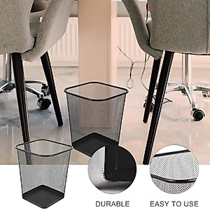 STOBOK Garbage Can Trash Can Kitchen Waste Container Desktop Trash Bin Round Waste Bin Mesh Wastebasket Office Wastebasket Vintage Recycle Bin Trash Rack Silk Screen Waste Paper Box Iron