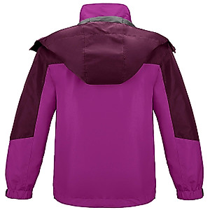 wantdo Big Girl's 3 in 1 Ski Jacket Snow Warm Winter Coat Waterproof Interchange Coat Purple 10-12