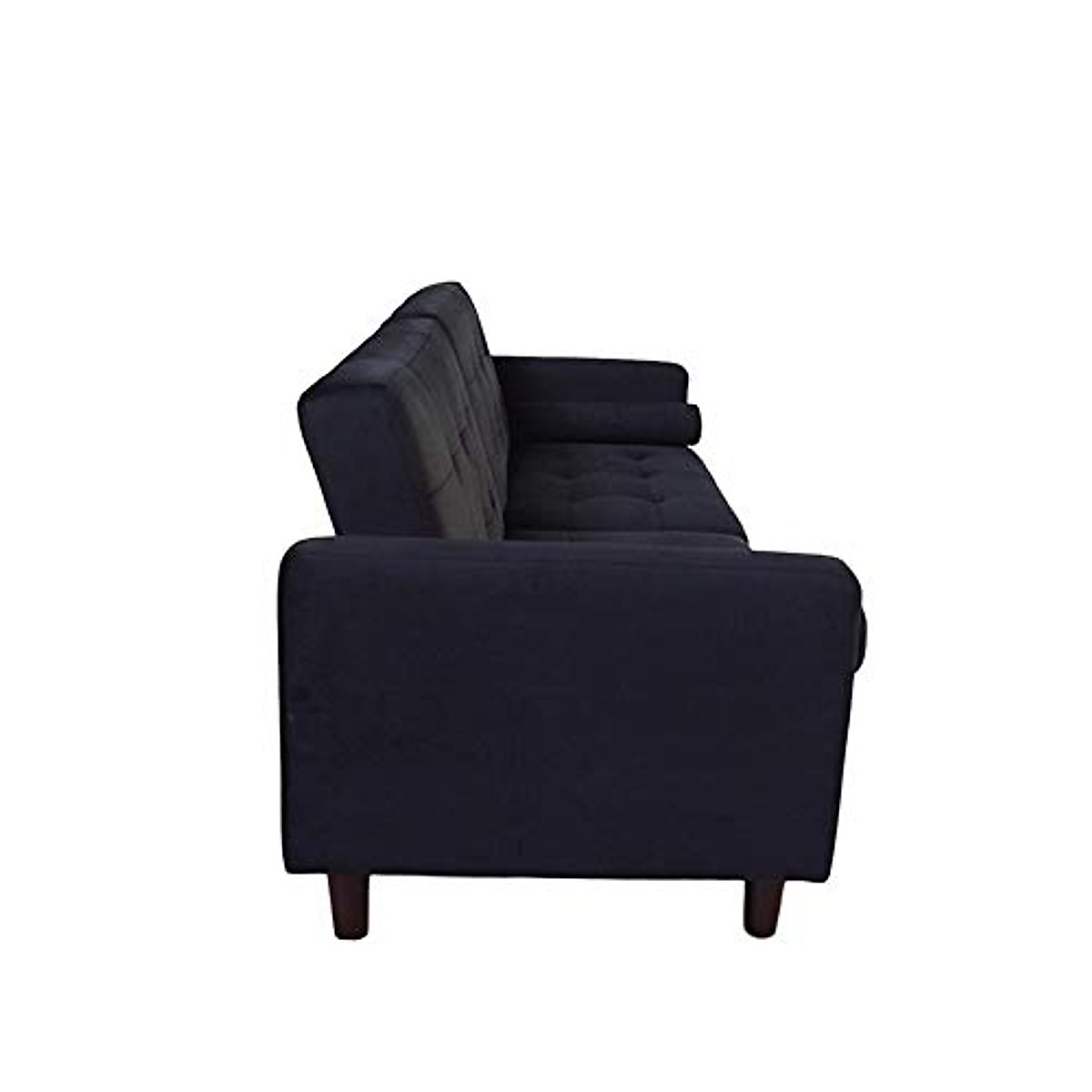 LTT Futon Sofa Bed, Futon Couch, Velvet Upholstered Modern Convertible Folding Sofa Bed Dual-Purpose Multi-Functional Sofa Bed Black