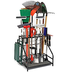 Garden Tool Organizer for Garage, Garden Tool Rack, Tool Organizers and Storage, up to 58 Long-Handled Tools, Garage Organizer, Yard Tool Holder for Garage, Shed, Outdoor, Garden tool stand, Black