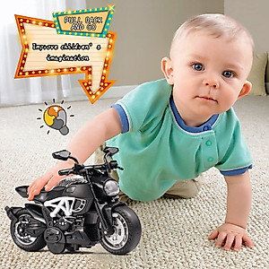 YA LE MING Motorcycle Toy for Boys - Pull Back Motorcycle Toys with Light and Music Toys Motorcycle Model,The Best Gift for Children,Toy Motorcycle for Kids 3-9 (White)