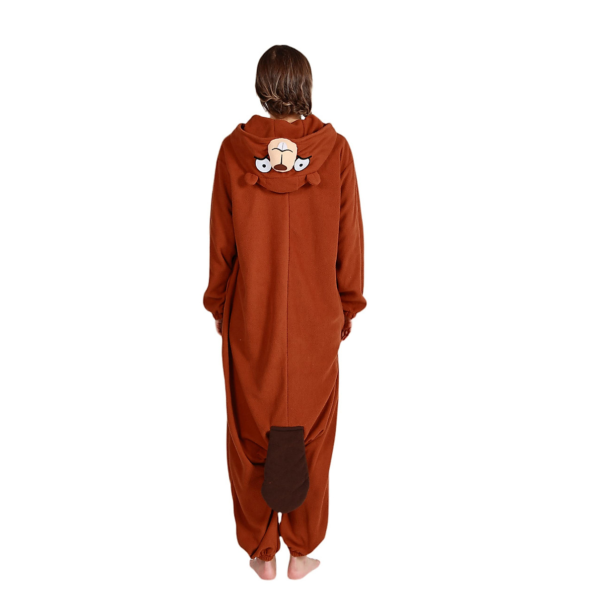 DarkCom Animal Onesie Unisex Adult Pajamas Beaver Cosplay Homewear One Piece Sleepwear Small