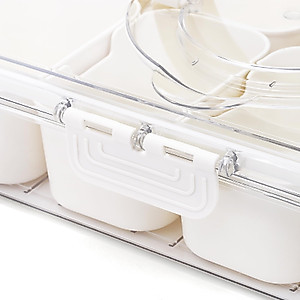 SOUJOY 2 Pack Divided Serving Tray with Lid and Handle, 8 Compartment Sealed Serving Tackle Box, Portable Food Storage Containers for Candy, Fruits, Nuts, Snacks, Party, Entertaining