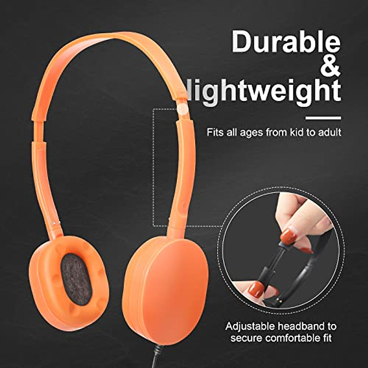 Flutesan 30 Pack Wired Headphones, Adjustable On Ear Headphones, Kids Headphones with Stereo, Children Headphones Earbuds for Kids, Boys, Girls, Schools, Laptop, Travel, Plane, Tablet (Mixed Colors)