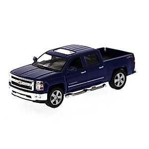KiNSMART Chevy Silverado (2014) LTZ Crew Cab 4x4 1/46 Scale Diecast Metal Model - Blue