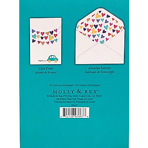 Molly & Rex Window Boxed Set of 10 Laser Cut Thank You Blank Cards, Love Bug Heart Line 97667