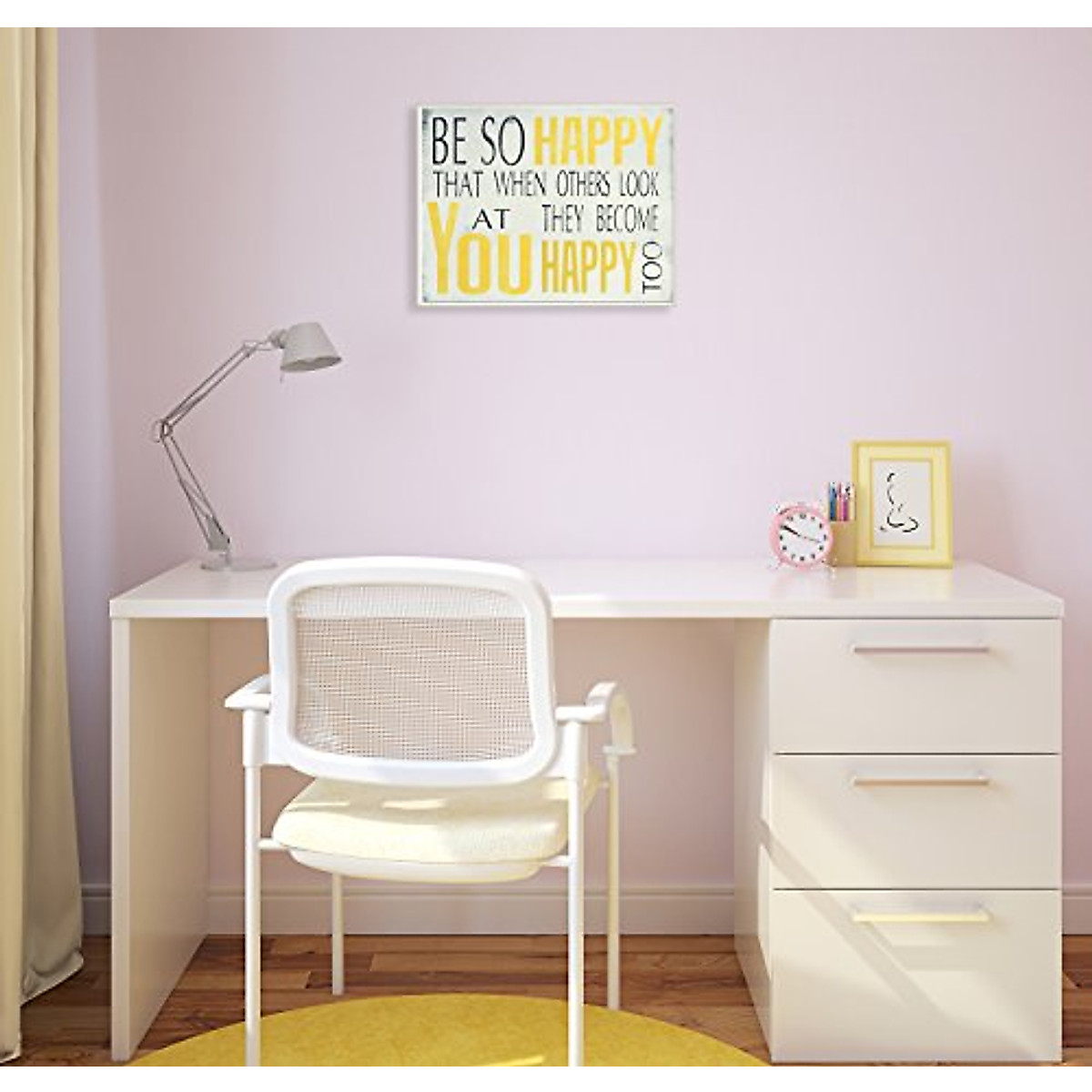 The Stupell Home Décor Collection Be So Happy Typography Wall Plaque, 10 x 0.5 x 15, Proudly Made in USA