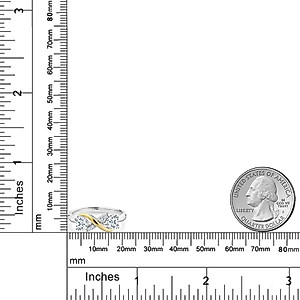 925 Sterling Silver and 10K Yellow Gold Forever Classic Moissanite from Charles & Colvard Women Ring (1.04 Cttw, Heart Shape 5MM, Available in size 5, 6, 7, 8, 9)