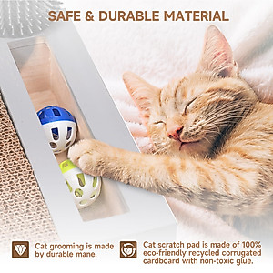 Cat Scratching Post with Cat Tower Tree and Cats Arch Self Groomer Massager Brush Kitty Ball Toys for Kittens,Cat Posts and Scratchers for Indoor Pets,Interactive Toy with Ball Track Spring Ball…