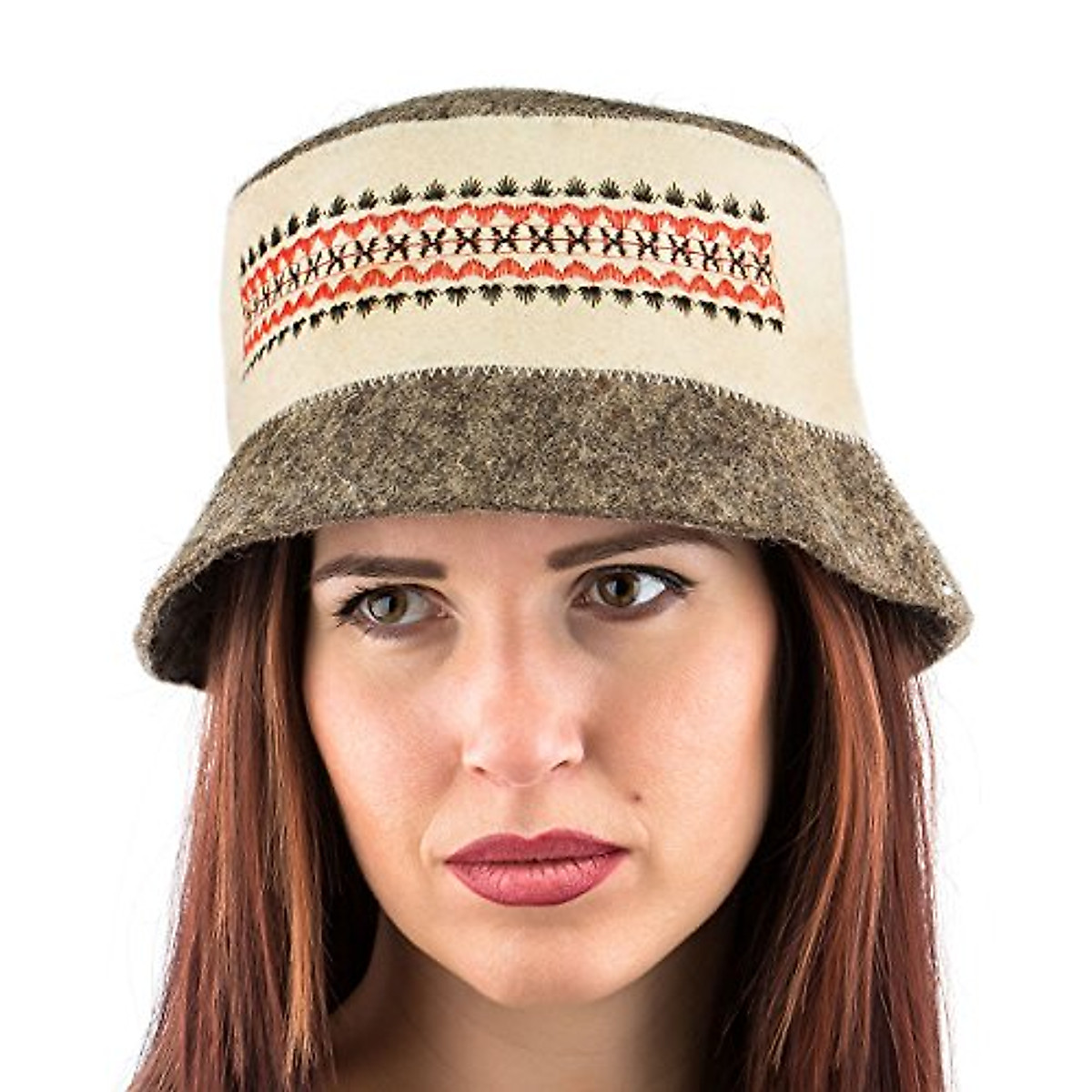 Eden Ukraine Wool Sauna Hat Embroidered Ukrainian ornament Vyshyvanka