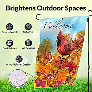 Seasonal Garden Flags Set of 10 Garden Flags 12x18 Double Sided, Garden Flags For Outside with Anti-wind Clip and Stopper, Garden Flags for all Seasons, Yard Flags for Outside 12x18 Double Sided, Flags for Outside, Decorative Spring Garden Flag, Easter La