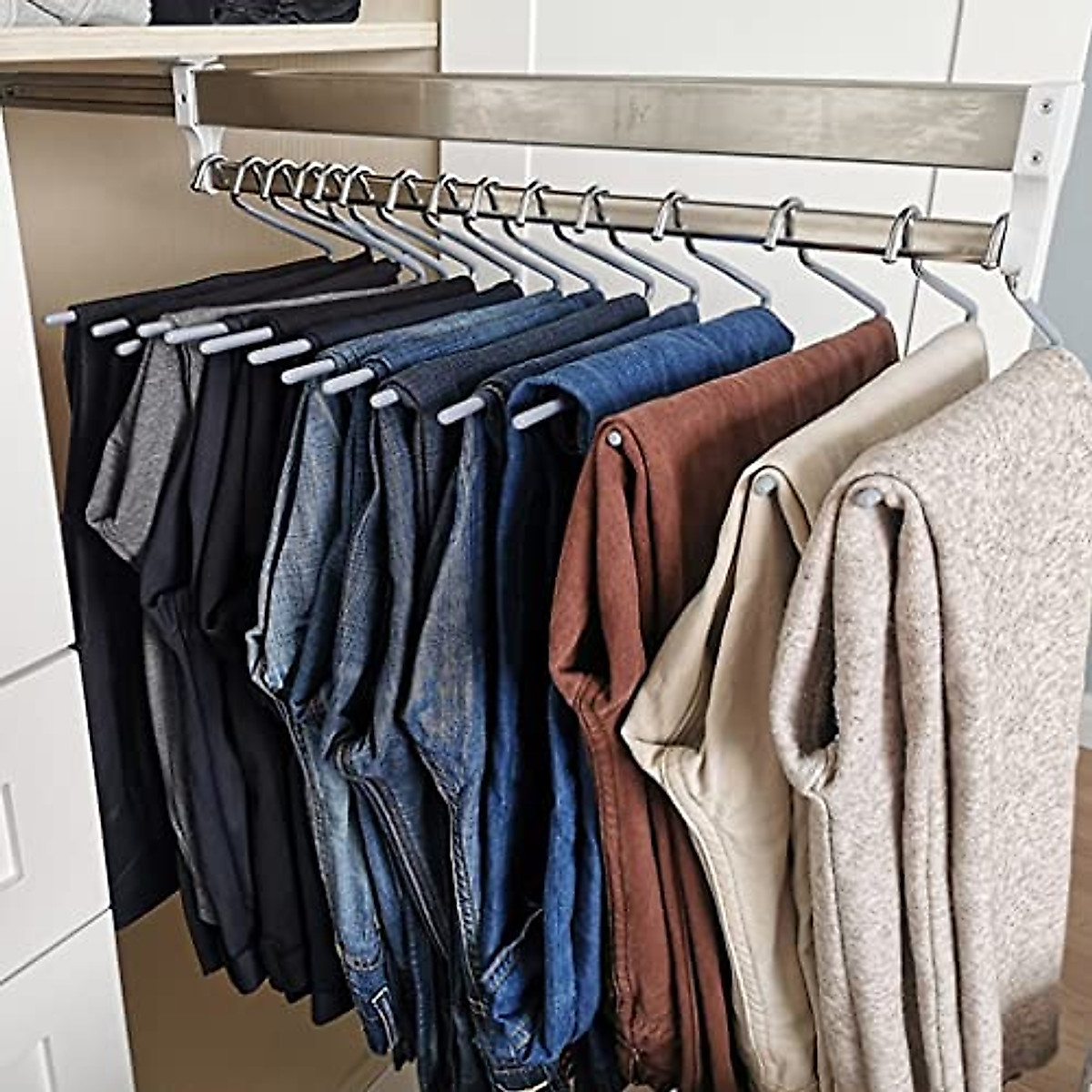 Pull Out Closet Clothes Hanger Rail,Extendable Closet Rod 30-80cm,Wardrobe Clothing Rail,Closet Organizer Rack for Pants and Coat,Load 25kg (Size : 800mm/31.5inch)