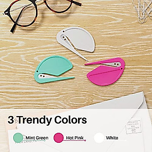 Uncommon Desks Letter Openers - Trendy Colors 3 Pieces - Sharp and Efficient - Open Envelopes with Ease (Trendy, 3 Pieces)