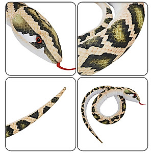 Giant Snake Stuffed Animal, 170cm/67in Long Large Realistic Python Boa Constrictor Cute Snake Plush Doll Soft Cuddly Plushie Hugger Toy Christmas Birthday Gift for Kids Lifelike Halloween Prank Toy