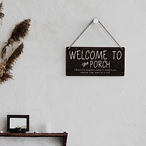 SENJIAN Rustic Porch Wood Decor Sign, Welcome to the Porch Printed Wood Sign Wall Art, Hanging Door Sign, Decorative Wood Sign Home Decor 12" x 6"