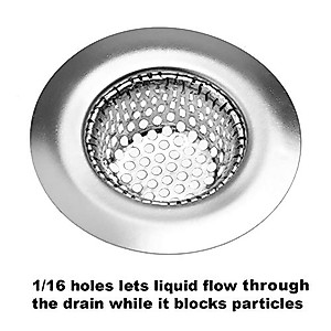 4 Pack - Bathroom Sink Strainers and Stopper Plug Combo - 2.125" Top / 1" Basket, Stainless Steel Strainers and Rubber Plug Stopper for Standard Bathroom Sink, Utility, Slop, Lavatory and RV Sink