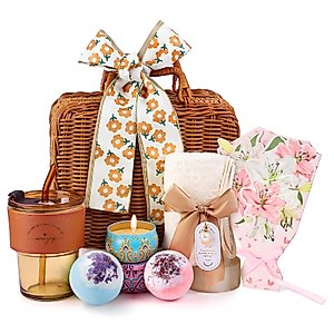 ListenVo Birthday Gifts for Women,Happy Bath Set Relaxing Spa Gift Baskets Ideas for Women,Her,Mom, Sister, Coworker, Wife, Girlfriend, Daughter,Unique Get Well Soon Gifts Set for Women Who Have Everything