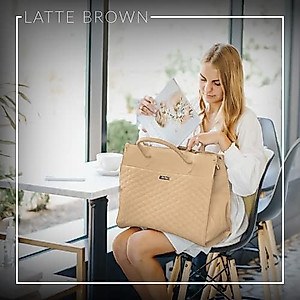 Monaco Tote Bag by Luli Bebe - Women's Designer Luxury Vegan Leather Tote Bag Large, Ladies Weekender Handbag (Latte Brown)