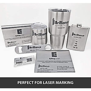 Brilliance Laser Inks 50 Grams Black Metal Marking Powder with Foam Brush | Permanent Durable High Contrast Laser Engraving Accessories for Fiber, YAG, and CO2 Laser Engraver BLI101MBPWD50