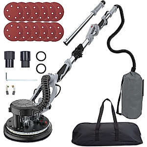 Drywall Sander, 800W Electric Sander with 12 Sanding Discs, Variable Speed 800-1800 RPM Wall Sander with Automatic Dust Removal System, LED Lights, Extendable Handle, Dust Bag & Carrying Bag