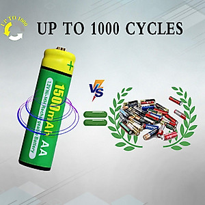 JINTION AA Rechargeable Batteries, Double A Ni-MH High Capacity 1.2V 1500mAh Pre-Charged AA Solar Battery for Solar Lights String Lights Remotes Toys, 4 Pack