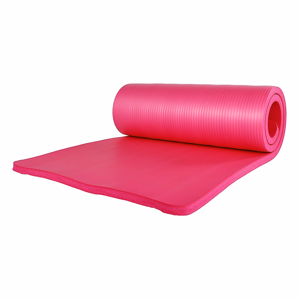 BalanceFrom 7-Piece Home Gym Yoga Set with 1-Inch Thick Yoga Mat, 2 Yoga Blocks, Mat Towel, Hand Towel, Stretch Strap & Knee Pad, Pink