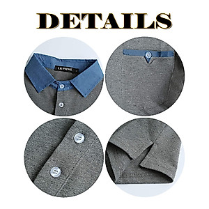 LIUPMWE Long Sleeve Polo Shirts for Men with Pocket Denim Collar Soft Cotton Shirts Golf T-Shirt