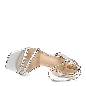 Sam Edelman Womens Kia Heeled Sandal, Silver, 9 US