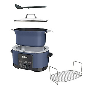 Ninja Foodi PossibleCooker PRO 8.5 Quart Multi-Cooker, with 8-in-1 Slow Cooker, Dutch Oven, Steamer, Glass Lid Integrated Spoon, Nonstick, Oven Safe Pot to 500°F, Navy