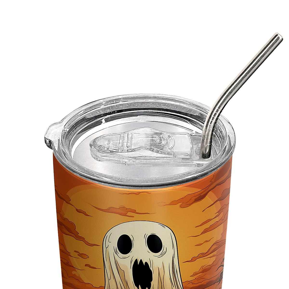 ORCAE 20oz Halloween Pumpkin Ghost Tumbler, Boo Boo Ghost, Trick or Treat, Halloween Gifts, Coffee Thermos, Stainless Steel Double Wall Vacuum Insulated Coffee Mug, Travel Cup with Lid- AE