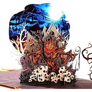 CUTE POPUP - Happy Halloween Pop Up Cards with Scaring Spooky Tree Design | Birthday Cards Holiday Card Pop Up in Autumn, 6x8 inches, Startled Present for Kids, Grandson and Adults