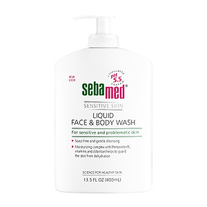 Sebamed Paraben-Free Liquid Face and Body Wash with Pump pH 5.5 Dermatologist Recommended Mild Hydrating Cleanser for Sensitive Skin 13.5 Fluid Ounces (400 Milliliters)