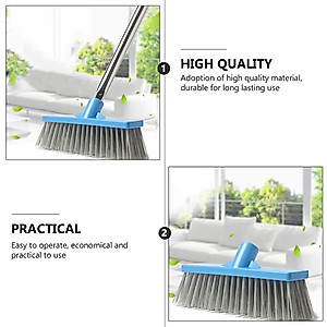 Generic Floor Scrubber Push Broom Brush Outdoor Stiff Broom Head Handle Heavy Duty Indoor Rough Surface Scrub Brush Broom for Floor Cleaning Deck Wall Tile Floor Driveway Outdoor Broom