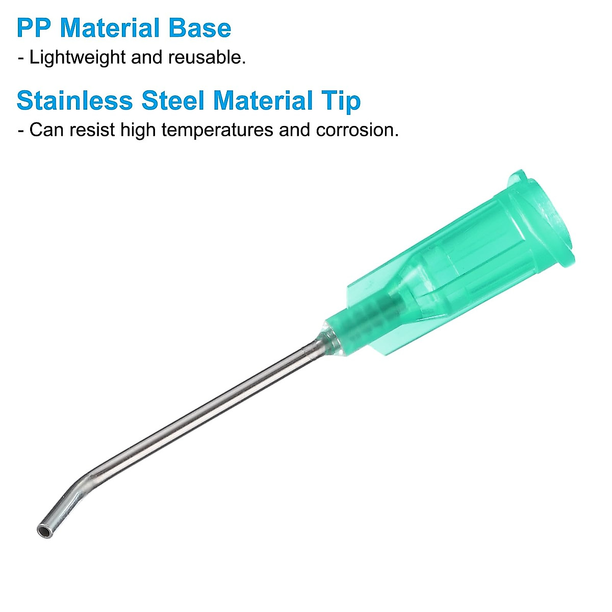 PATIKIL 18Ga x 1 Inch Dispensing Needle Tips, 36Pcs Stainless Steel 45 Degrees Pre Bent Glue Needle Tube Blunt Tips with Luer Lock for Glue Oil Applicator, Green