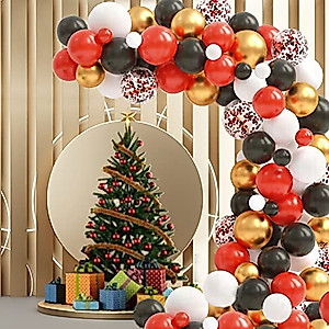 Black White Red Gold Balloon Garland Kit, is Perfect black red white gold themed bridal shower birthday wedding party graduation party decorations.Casino Card Night Poker Las Vegas Party Decorations.