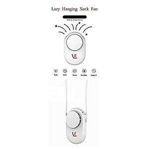 Mini Portable Handheld Personal Neck lace Travel Fans. Rechargable USB Battery Hand Held Operated. 3 Level Speed Fan. Small Electric Powered Mobile Face, Body Cooling Hands free Neck fan. (WHITE)