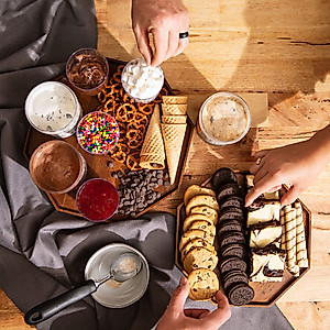 Acacia Wood Serving Trays - Set of 2 (12-Inch and 10-Inch Plates) Wooden Home Decor Platters for Fruit, Vegetables, Appetizer Serving Tray, Food, Cheese Board, Small Charcuterie, Party Entertaining