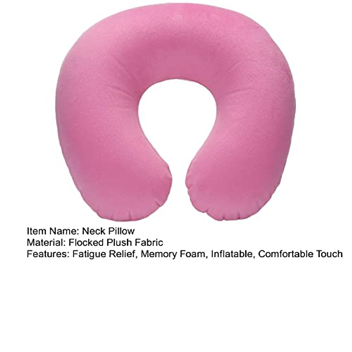 Inflatable Travel Neck Pillow for Airplane U-Shaped Neck Cushion Plush Fabric Headrest Sleep Office Napping Pillow Orange