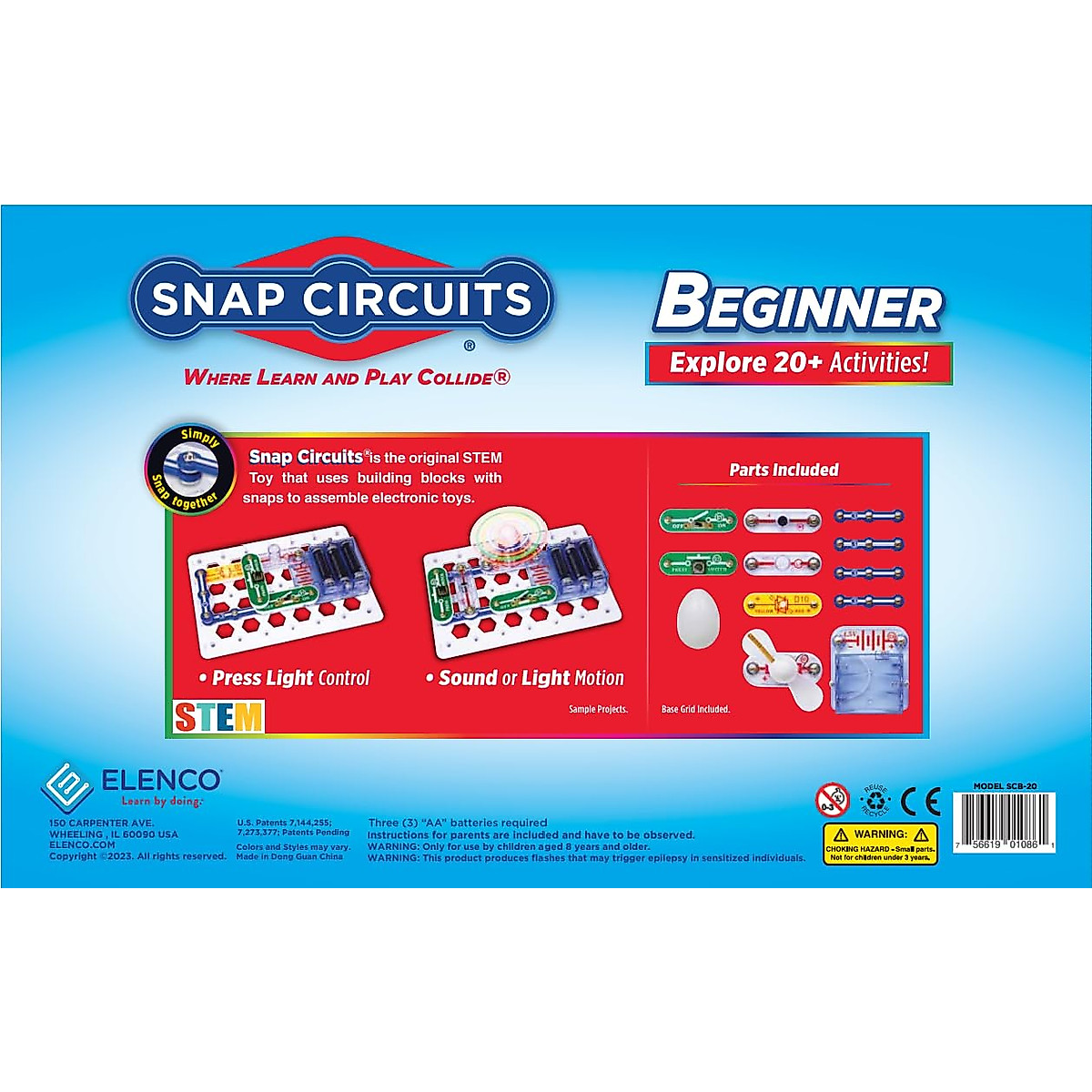 Snap Circuits Beginner, Electronics Exploration Kit, Stem Kit for Ages 5-9 (SCB-20)