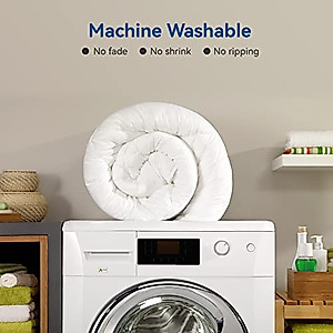 White Down Alternative Comforter Queen Size, Polyester Fill Fluffy All Season Comforter Quilt Duvet Insert, Ultra-Soft Brushed Microfiber Fabric Machine Washable(White,90x90Inches)