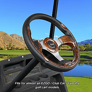 Roykaw Golf Cart Universal Steering Wheel Compatible with EZGO RXV TXT, Club Car DS Precedent Tempo, Yamaha G29 Drive Drive 2,Universal Design for Most Golf Cart