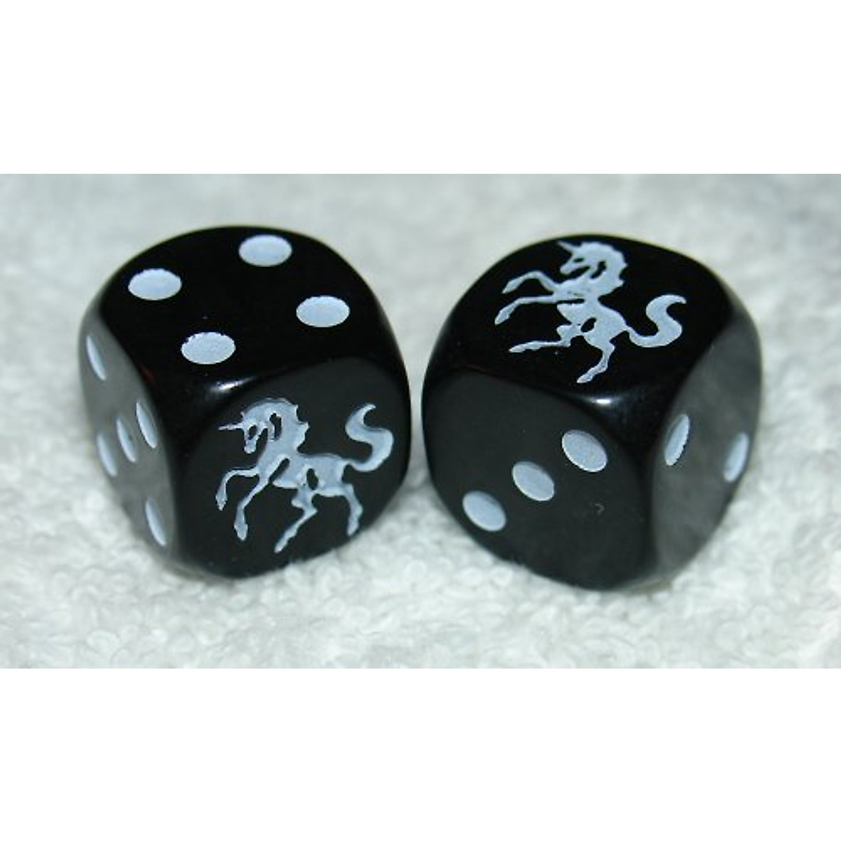 Black With White Unicorns Dice Pair