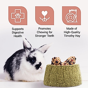Evergreen Pet Supplies [4 Pack] Furry Friends Timothy Hay Chewing Bowl for Small Pets & Bunnies - Edible Bowls for Guinea Pig Treats - Ferret & Rabbit Toys - Guinea Pig Food Bowl - Bunny Toys