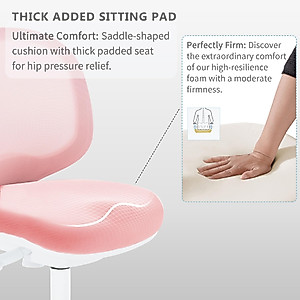 QualiSky Kids Desk Chair, Boy's Girl's Child Children Study Office Computer Chair, Ergonomic Design, Adjustable Height and Seat Depth (Peach Pink W/Armrests)